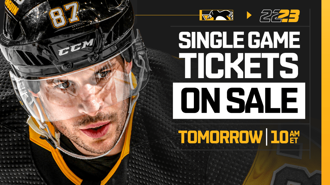Pittsburgh Penguins Single Game Tickets On Sale Wednesday at 10:00 AM ...