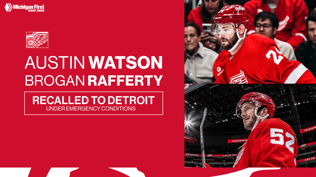 Red Wings recall Austin Watson and Brogan Rafferty from Grand Rapids ...