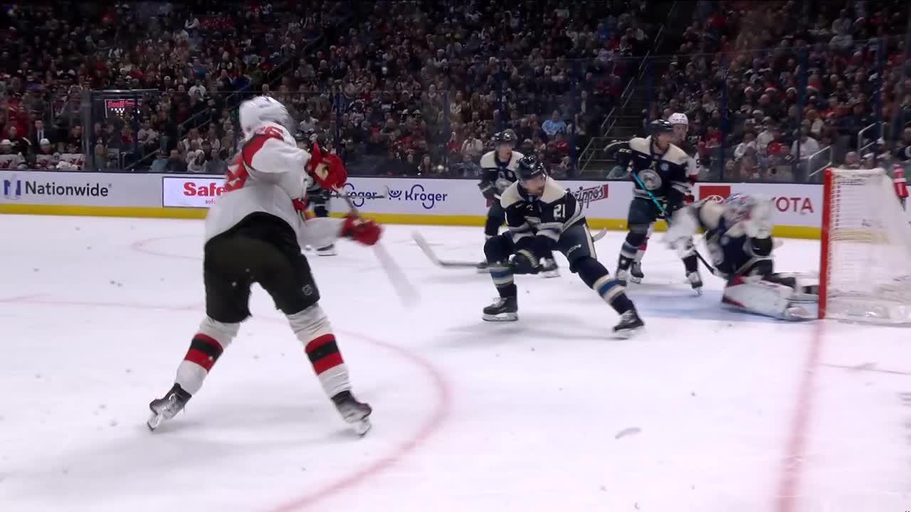 NJD@CBJ: Merzlikins with a great save against Jack Hughes | Columbus ...