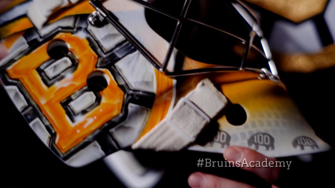 Swayman Shows Off Centennial Mask | Boston Bruins