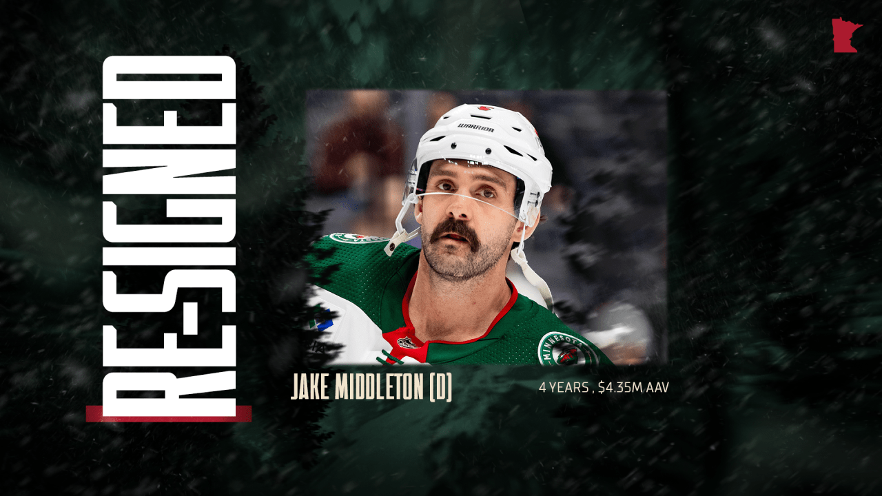 Minnesota Wild Signs Jake Middleton to a Four-Year Contract Extension ...