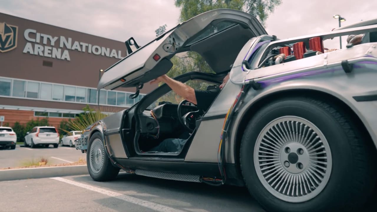 Golden Knights share 'Back to the Future' video, Foley drives DeLorean ...