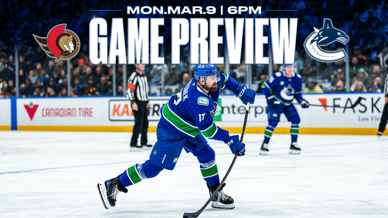 Canucks Begin Eight-Game Homestand on Monday Against Senators ...