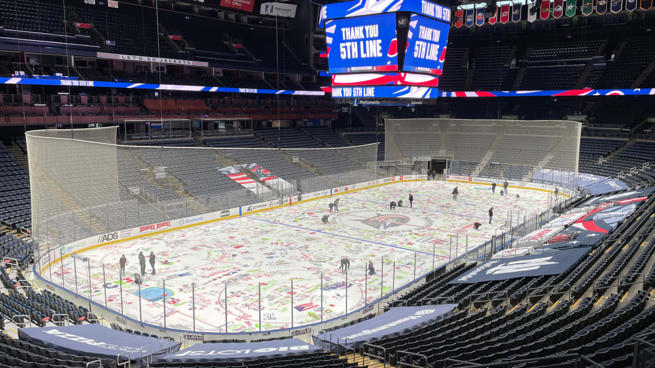 Blue Jackets fans show off their artistic skills on the Nationwide ice ...