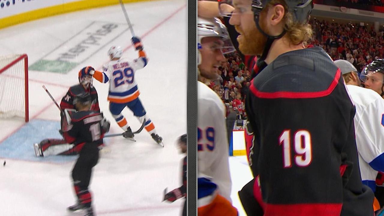 Hamilton gives Nelson tap on head | NHL.com