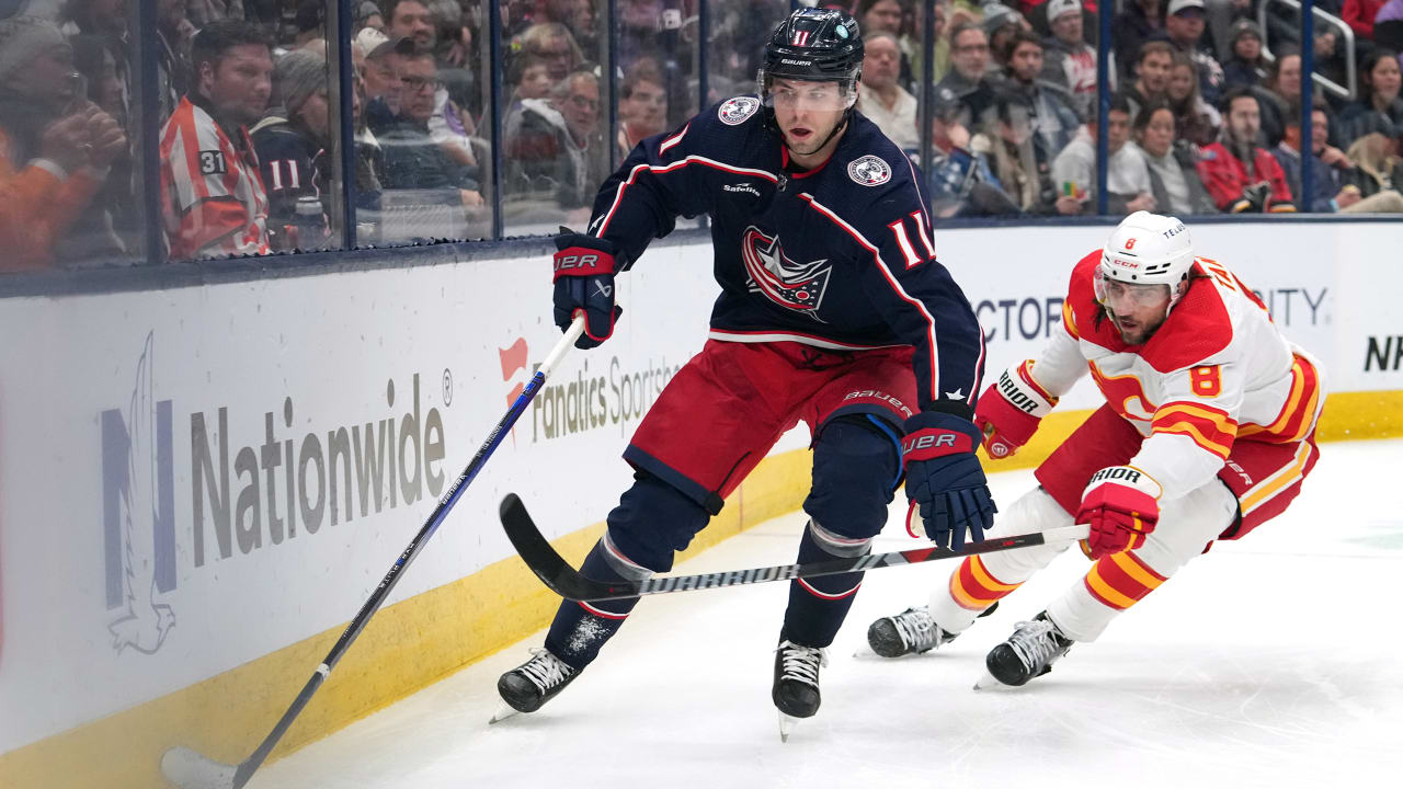 Fantilli scores 2, Blue Jackets defeat Flames to push point streak to 5 ...