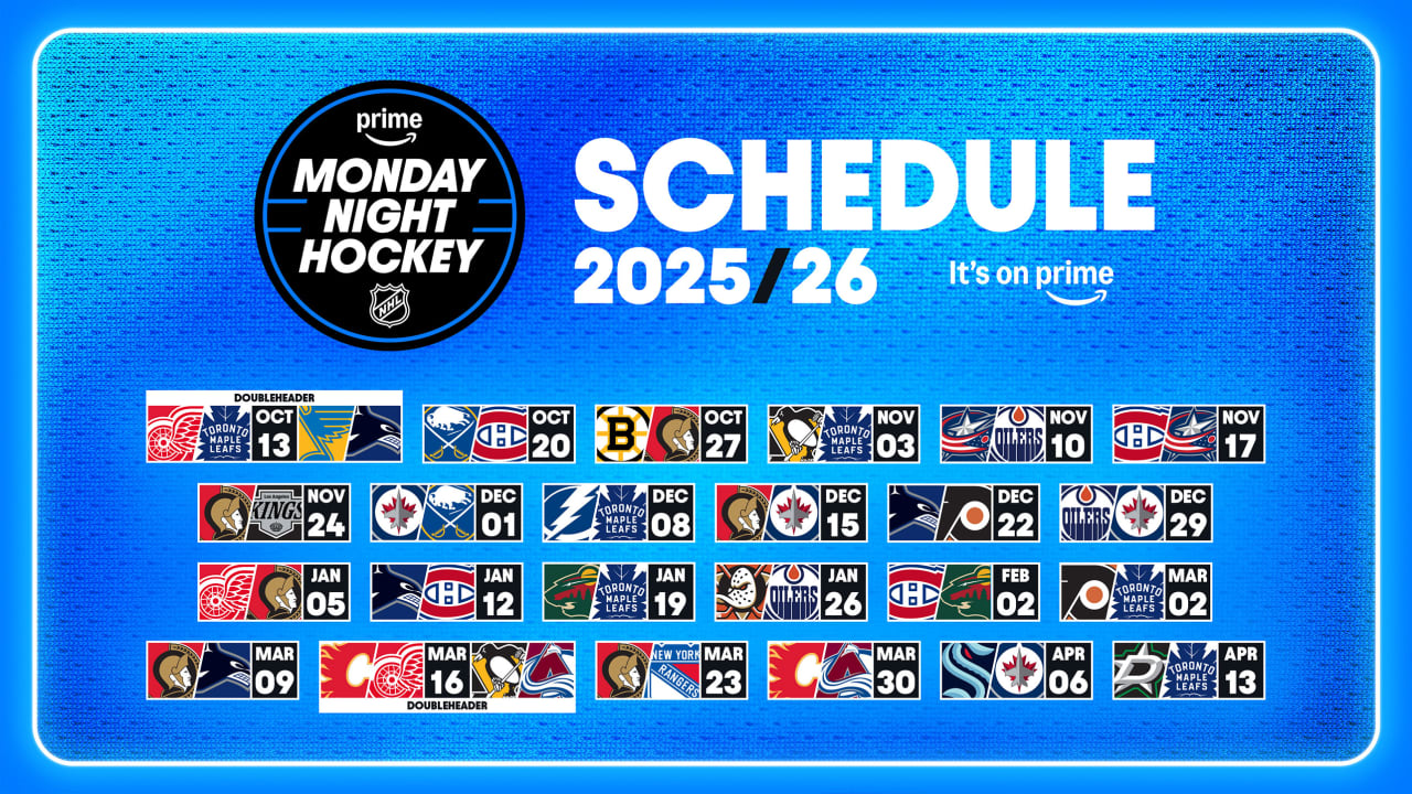 Prime Video announces Monday Night Hockey schedule for 2025-26 season ...
