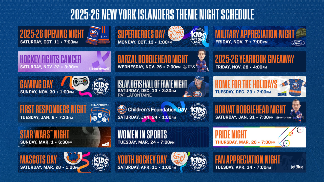 New York Islanders Theme Night Giveaways Include Barzal, Horvat ...