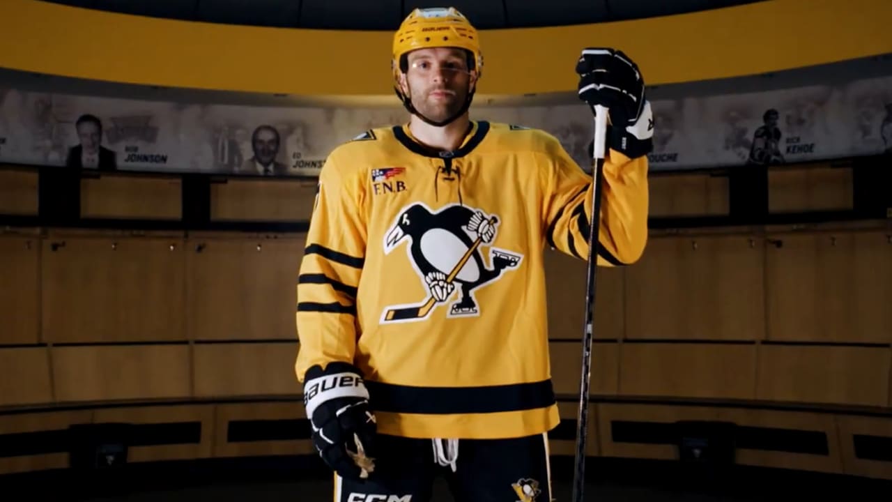 Penguins debut alternate gold throwback-style jerseys at home opener ...