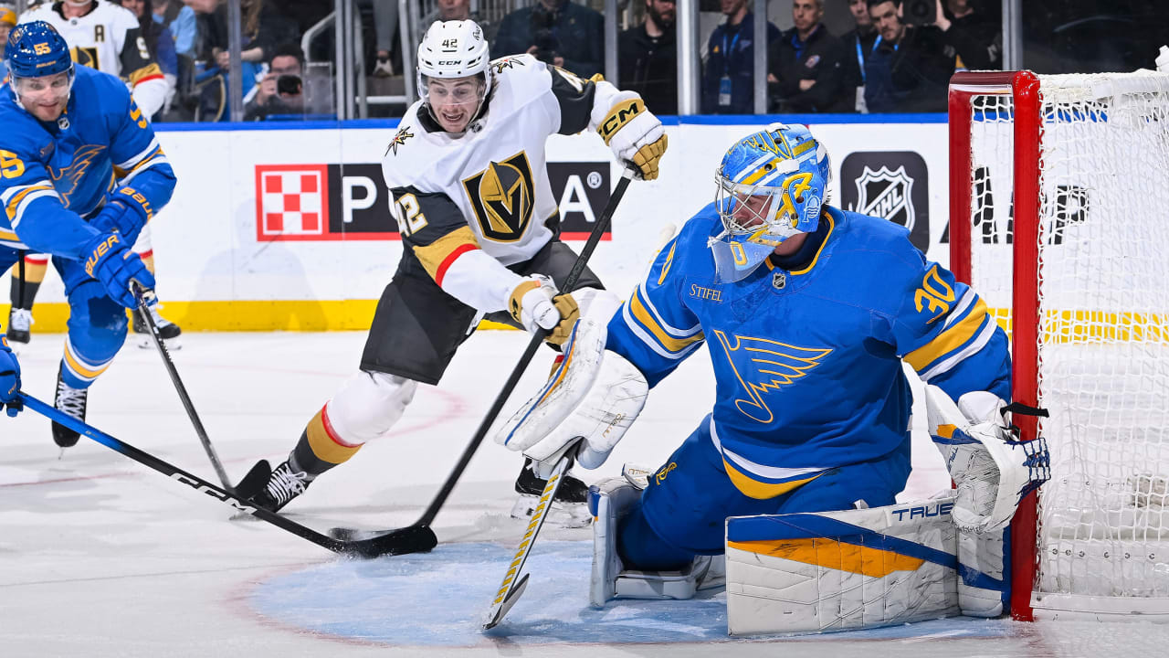 Bowman scores 1st NHL goal, Golden Knights defeat Blues to end 4-game ...