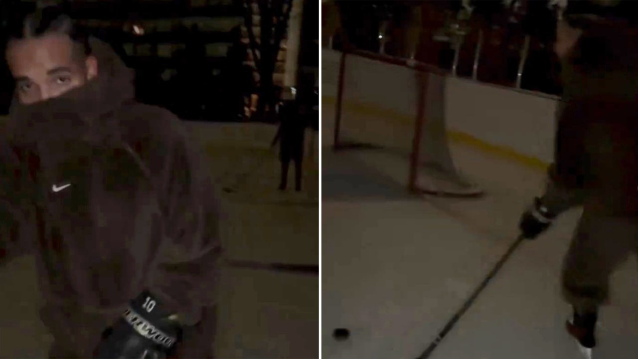 Drake shows off his hockey skills on outdoor rink | NHL.com