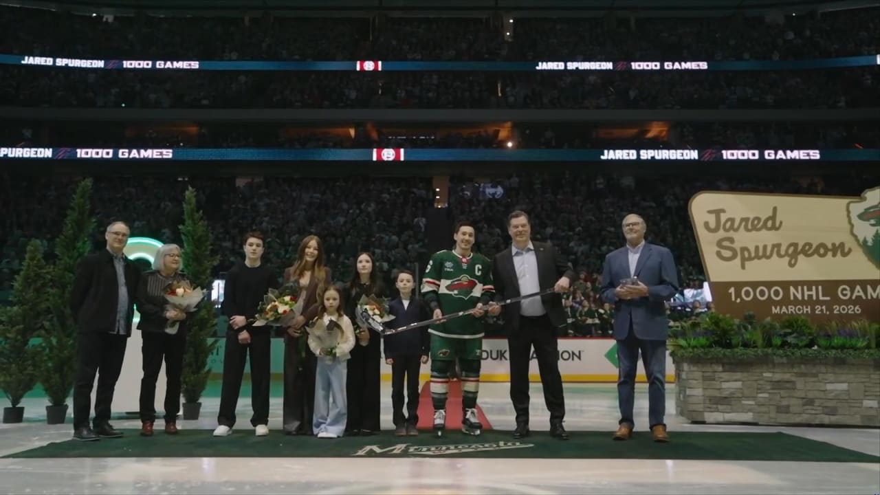 Wild celebrate Spurgeon's 1,000th game | NHL.com