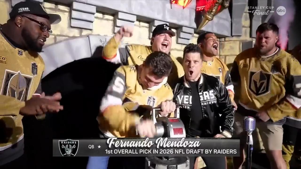 Fernando Mendoza sounds Golden Knights siren before Game 3 of Stanley ...