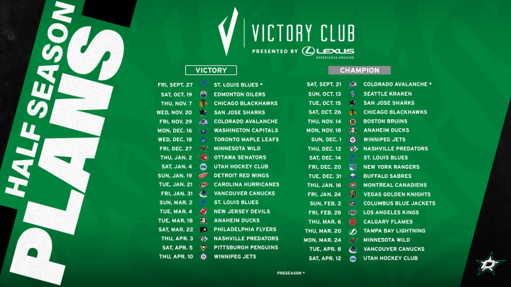 Dallas Stars | Victory Club Half Memberships | Dallas Stars